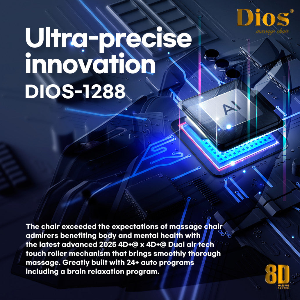 Dios Massage Chair 8D Dual Air Tech Touch Roller SL-track with Brain R ...